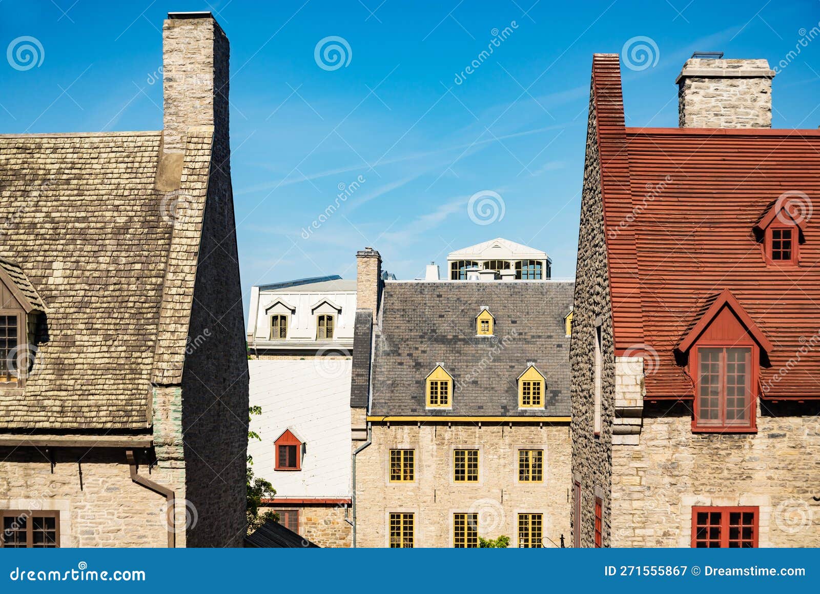 Old Coloured Buildings in Quebec City, Canada Stock Image - Image of ...