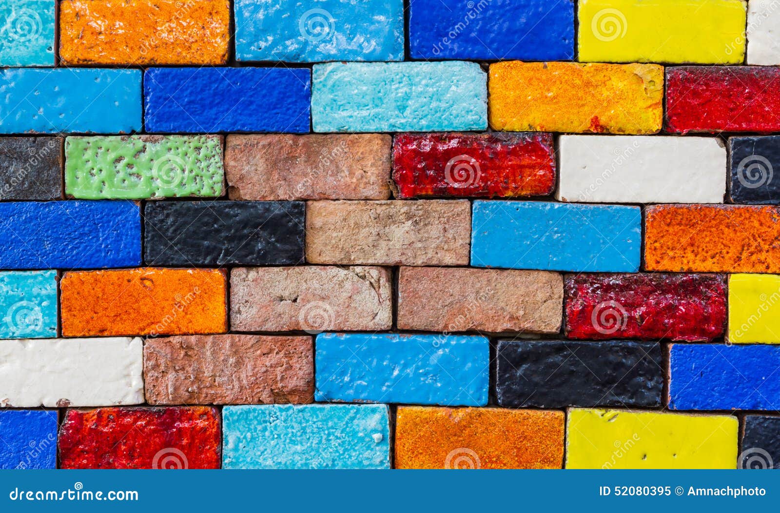 Old Colourful Brick, Wall Texture Background. Stock Image - Image of ...