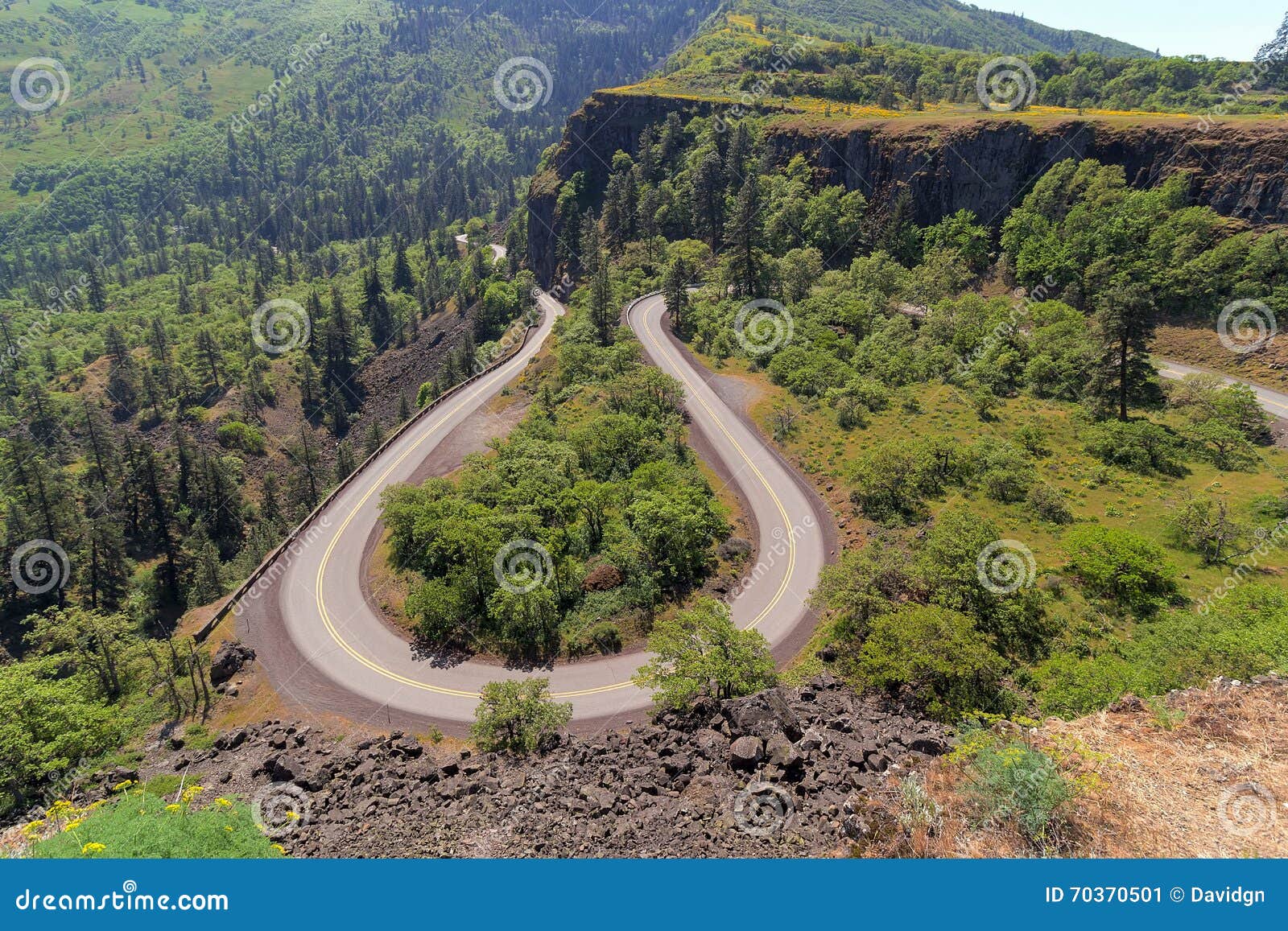 Old Columbia Highway at Rowena Crest Stock Image - Image of river ...