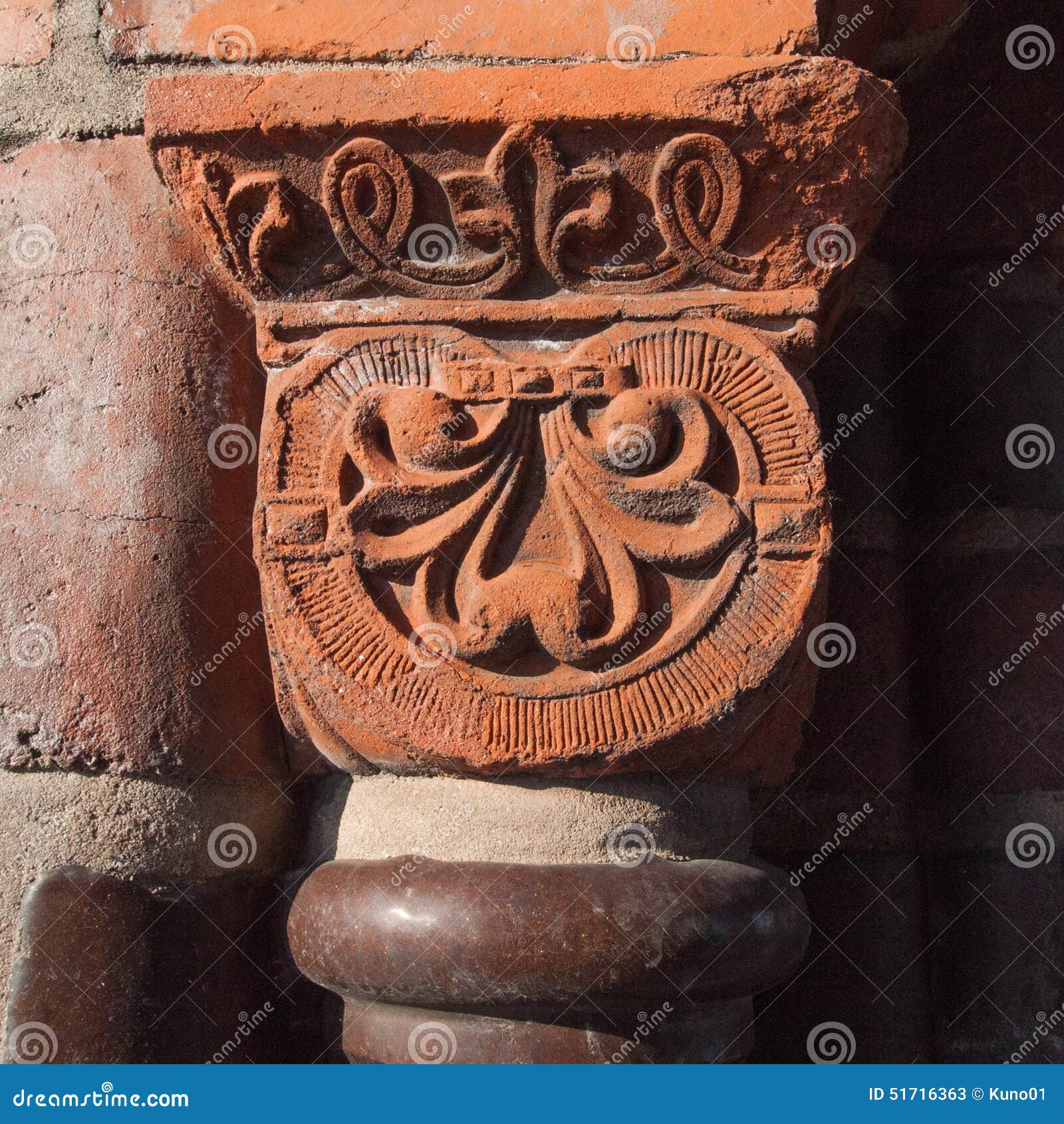 Old Column Head in Red Sandstone Stock Image - Image of style, column ...