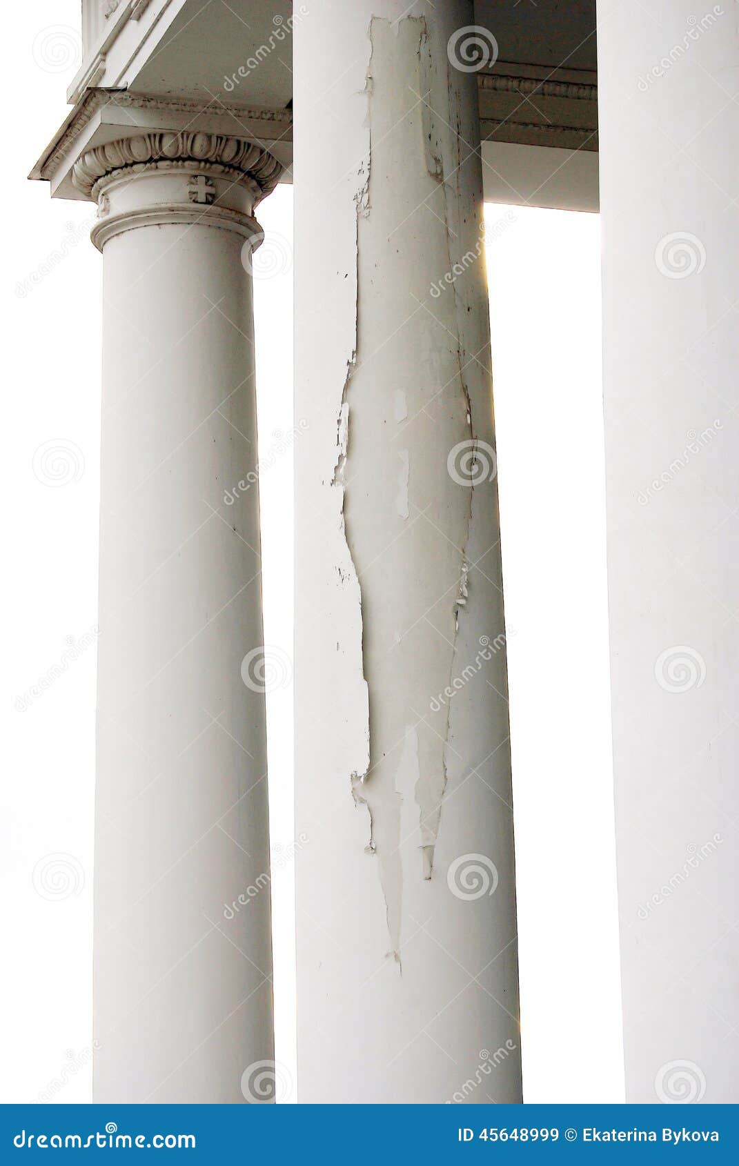 Old Columns, White Background. Stock Image - Image of antique, monument ...