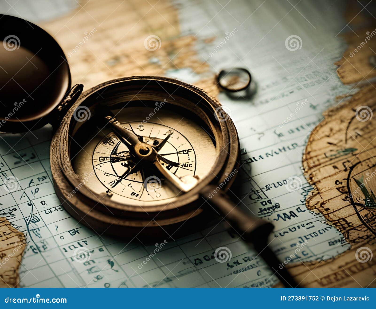 Old Comapss. an Old Compass and Map, Time of Exploration and Adventure ...