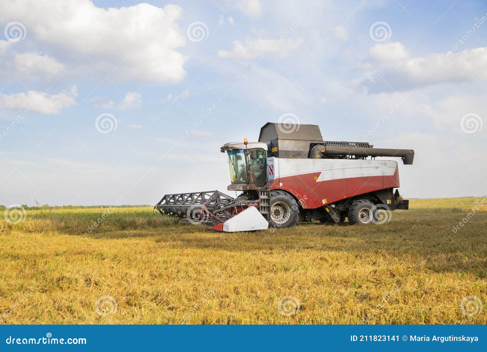 Old Combine Harvester Harvests from the Field Stock Image - Image of ...