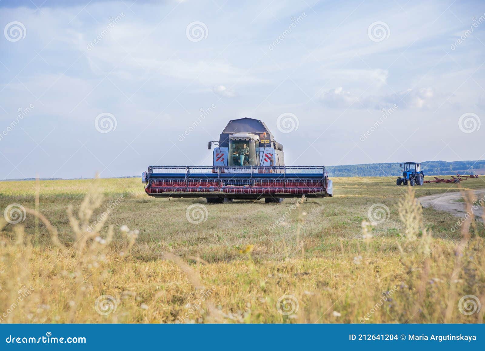 Old Combine Harvester Harvests from the Field Stock Photo - Image of ...