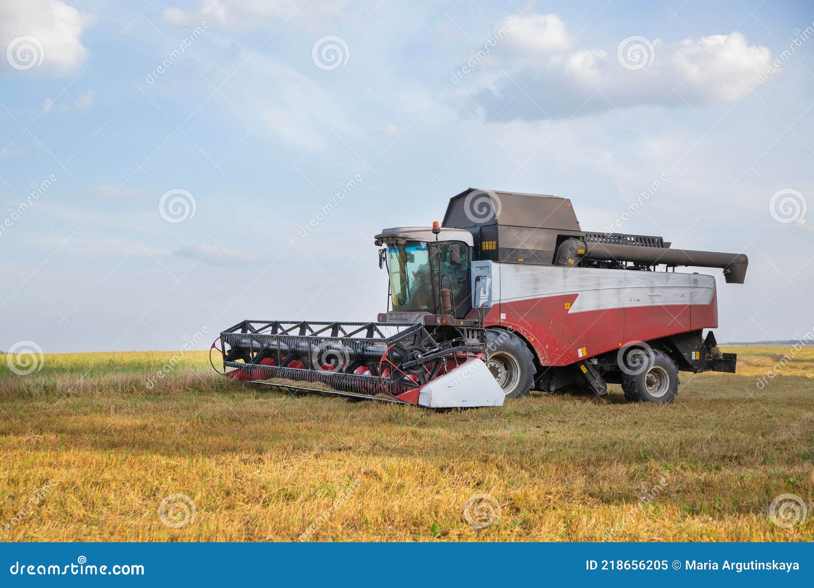 Old Combine Harvester Harvests from the Field Stock Image - Image of ...