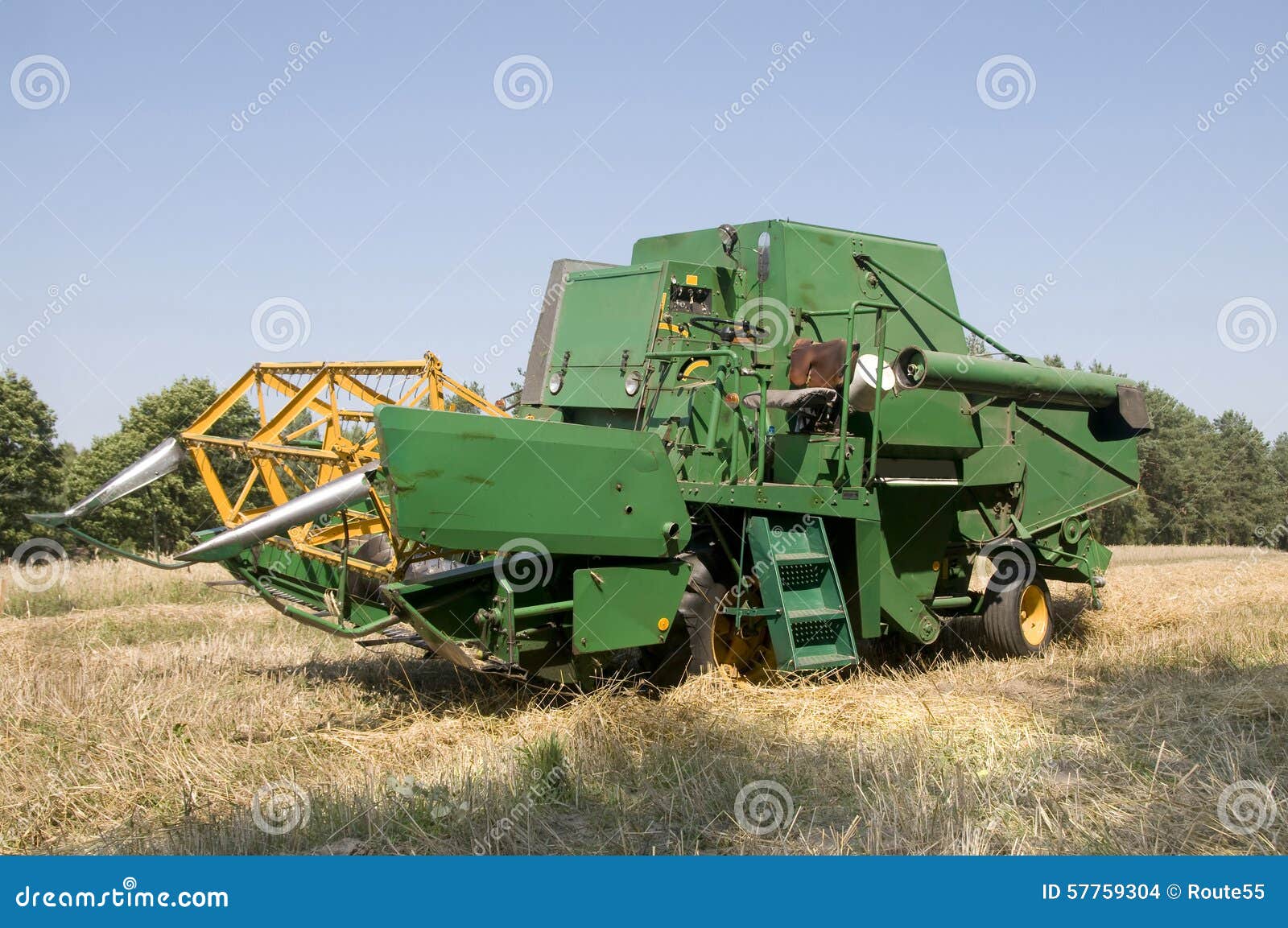 Old combine harvester stock photo. Image of cereal, equipment - 57759304