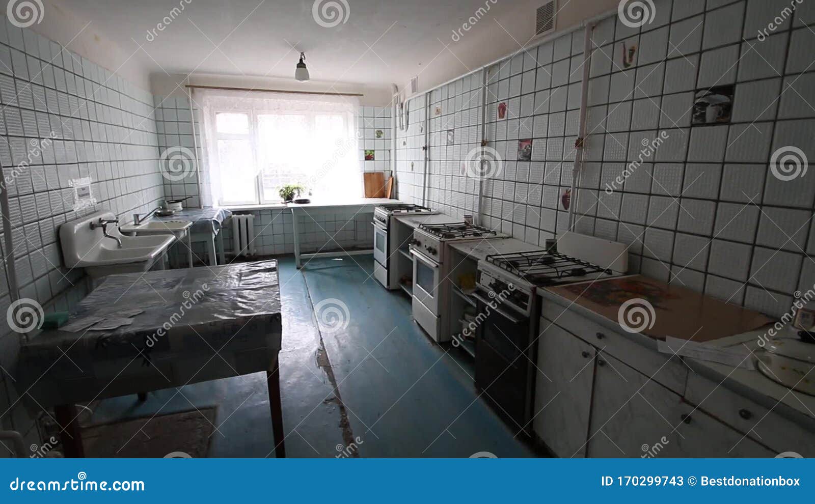 Old Communal Kitchen in a Tile the Soviet Era of the Times of the USSR ...