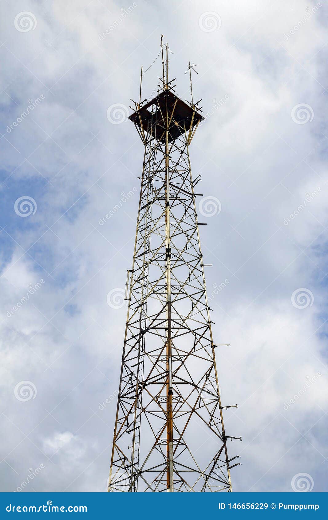 Old Communication and Telecommunication Pole in Nature on Blue Sky at ...