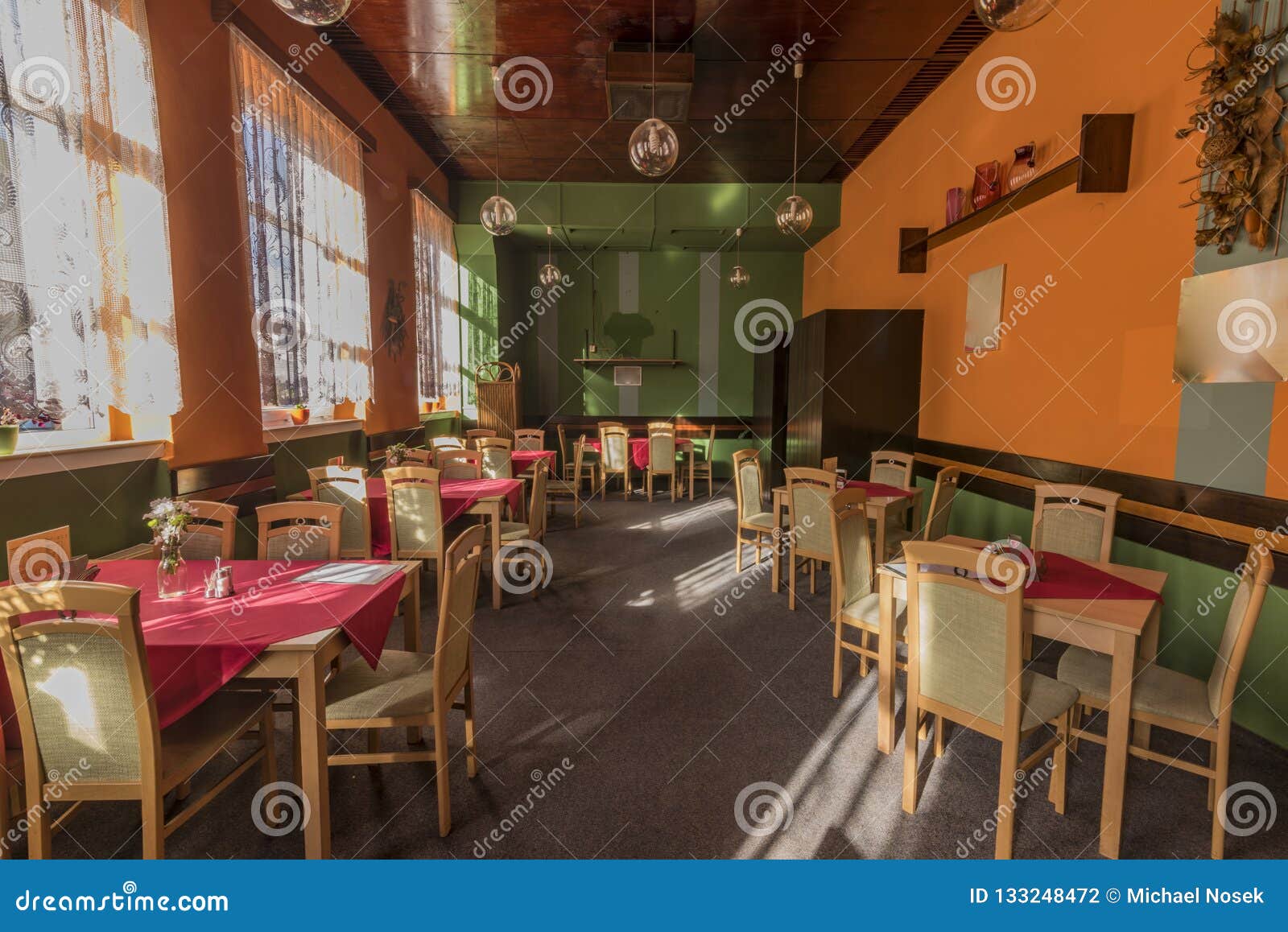 Old Communistic Restaurant with Nice Dining Hall Stock Photo - Image of ...