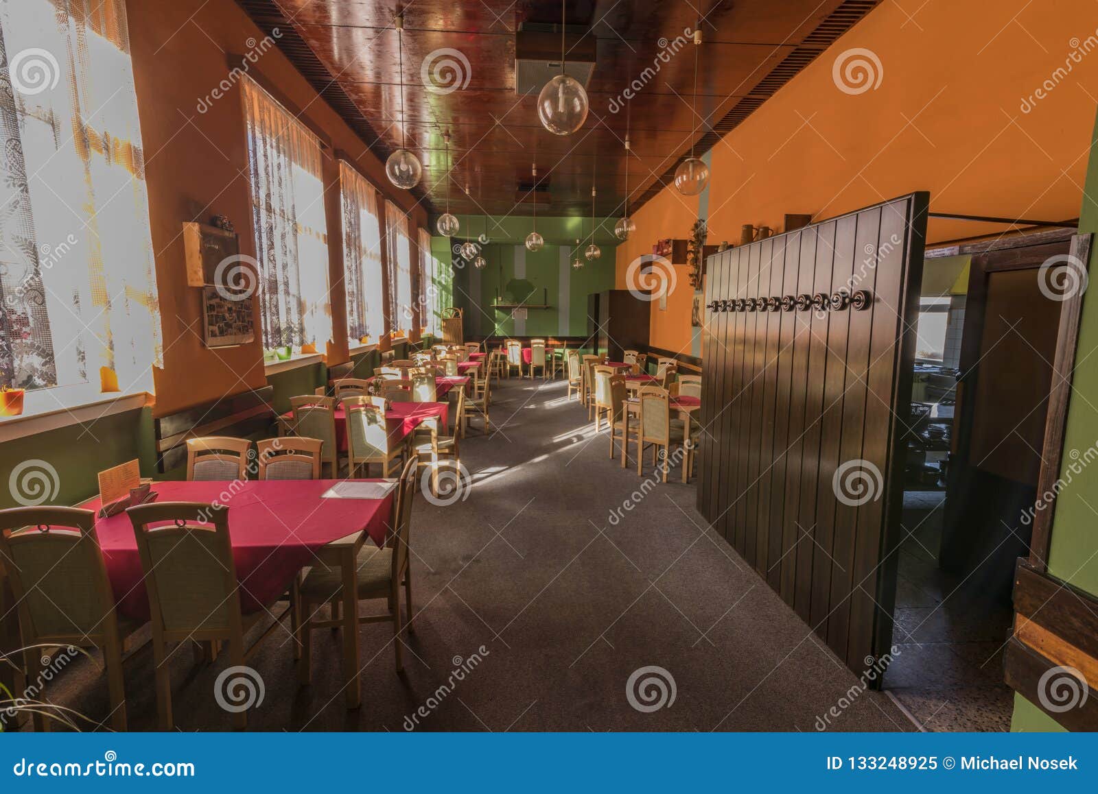 Old Communistic Restaurant with Nice Dining Hall Stock Image - Image of ...
