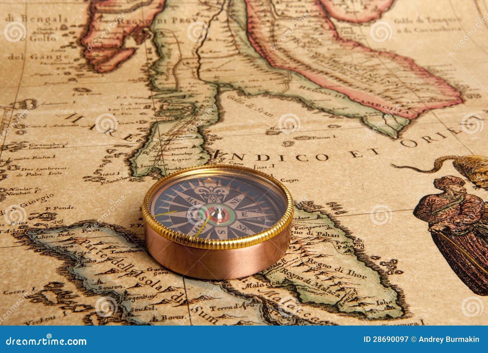Old compass stock image. Image of travel, history, paper - 28690097