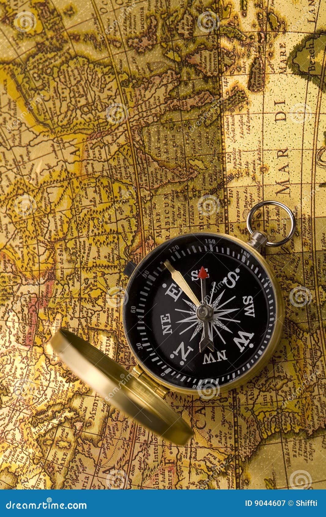 Old compass stock image. Image of bronze, direction, macro - 9044607