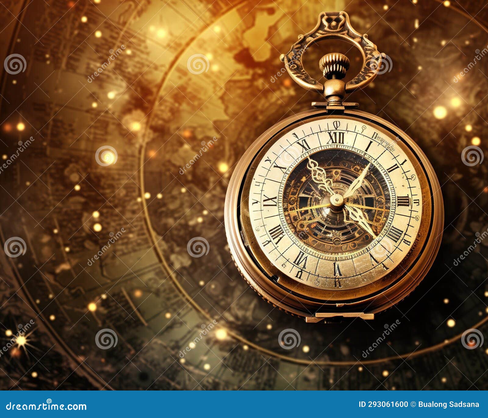 Old Compass on Abstract Space Background. Stock Illustration ...