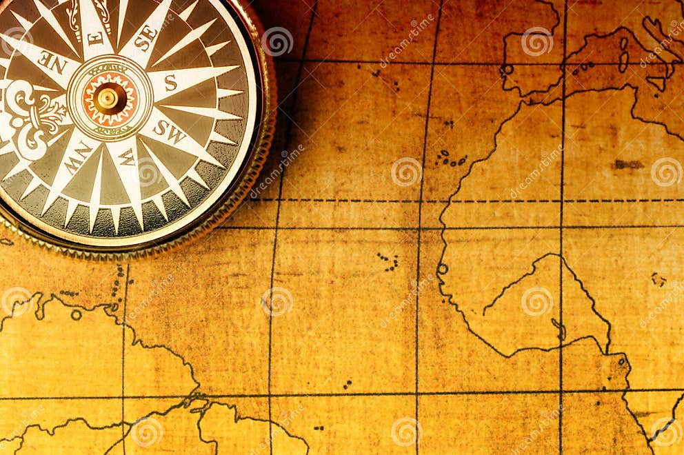 Old compass and map stock photo. Image of history, measurement - 10071580