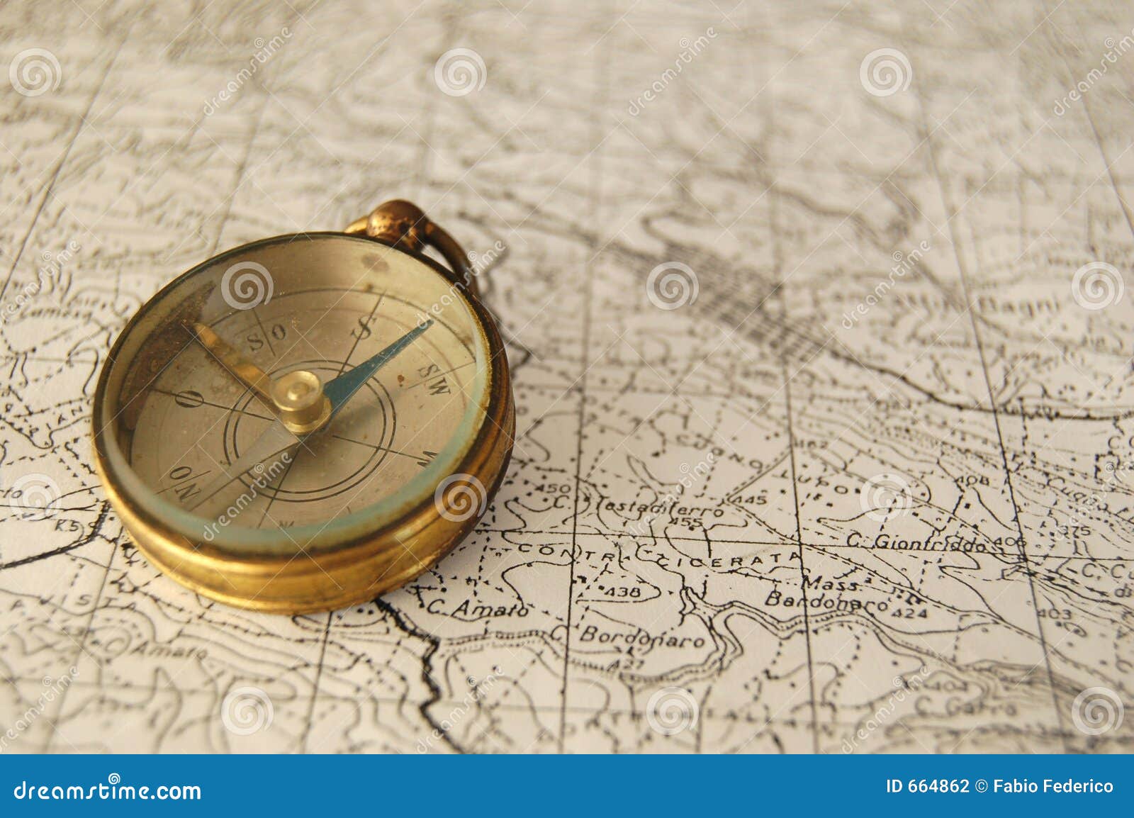 Old compass and map .. stock photo. Image of ship, survey - 664862