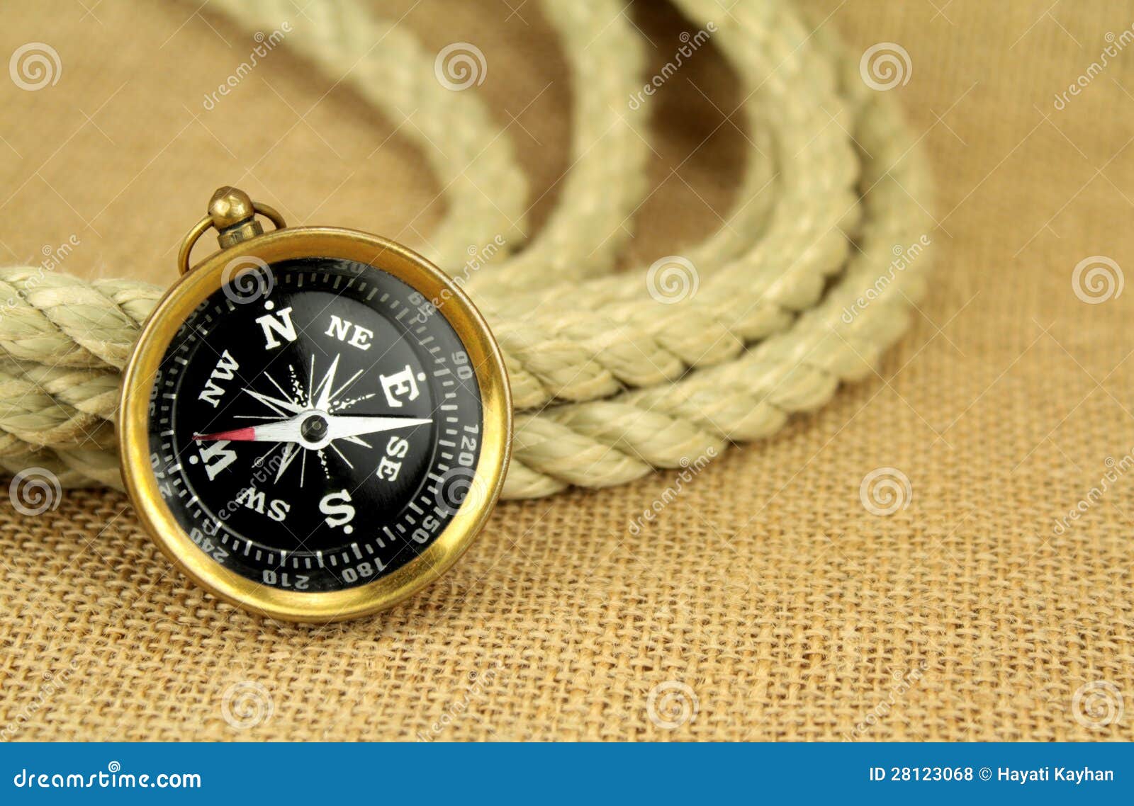 Old Compass and Rope on Burlap Stock Photo - Image of nautical, antique ...