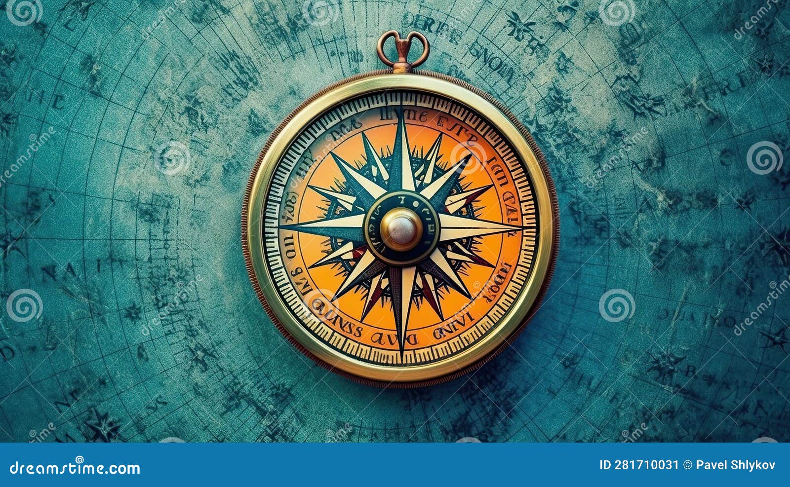 Old Compass on Vintage Map. Retro Stale Stock Illustration ...