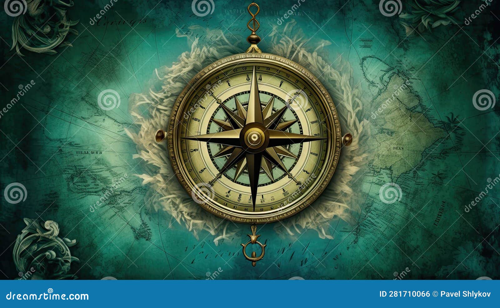 Old Compass On Vintage Map Retro Stale Stock Illustration Illustration Of Plan Grungy 281710066