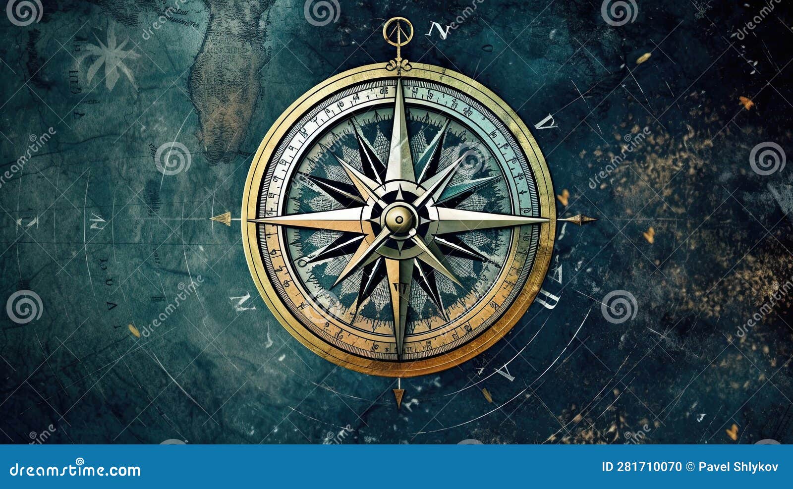 Old Compass on Vintage Map. Retro Stale Stock Photo - Image of choosing ...