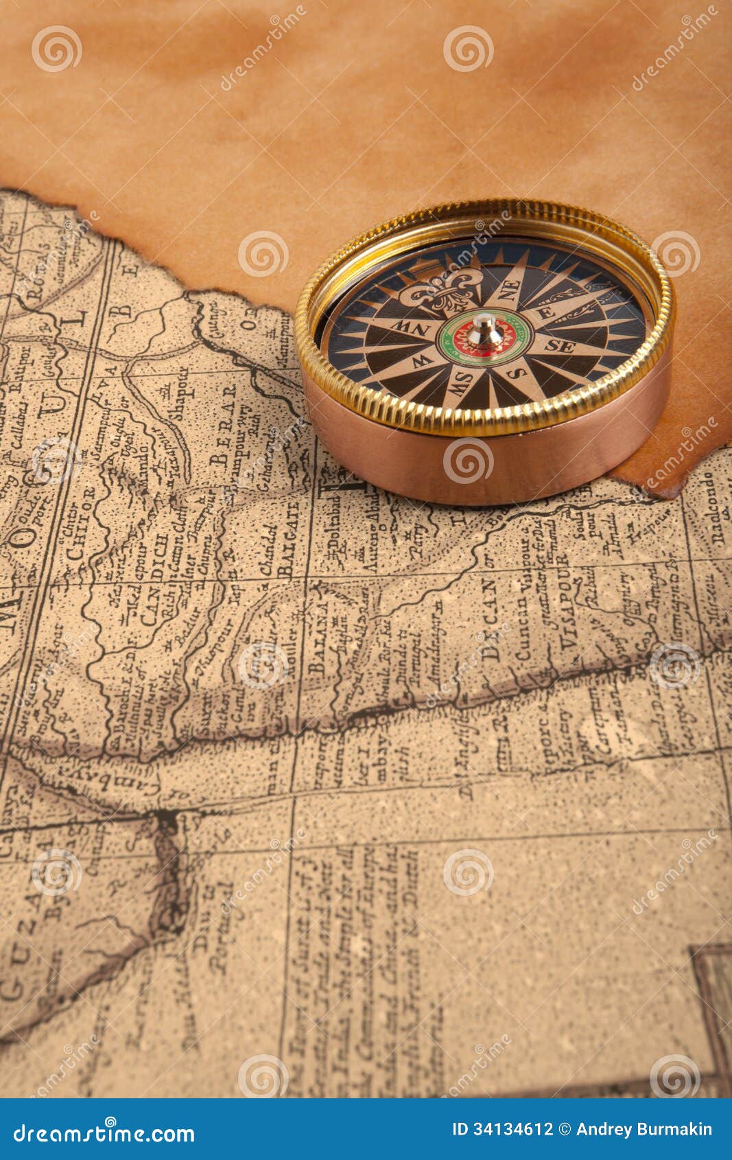 Old compass stock photo. Image of bygone, paper, grungy - 34134612