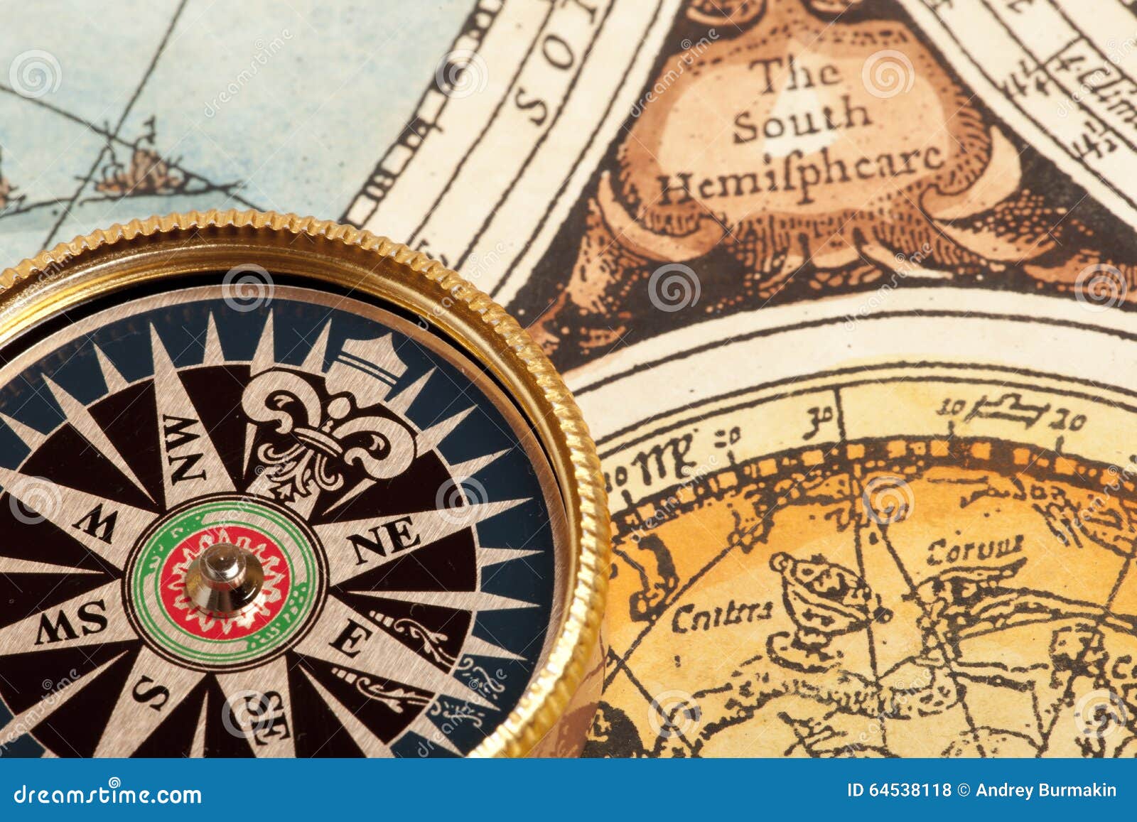 Old compass stock photo. Image of nautical, stain, burnt - 64538118