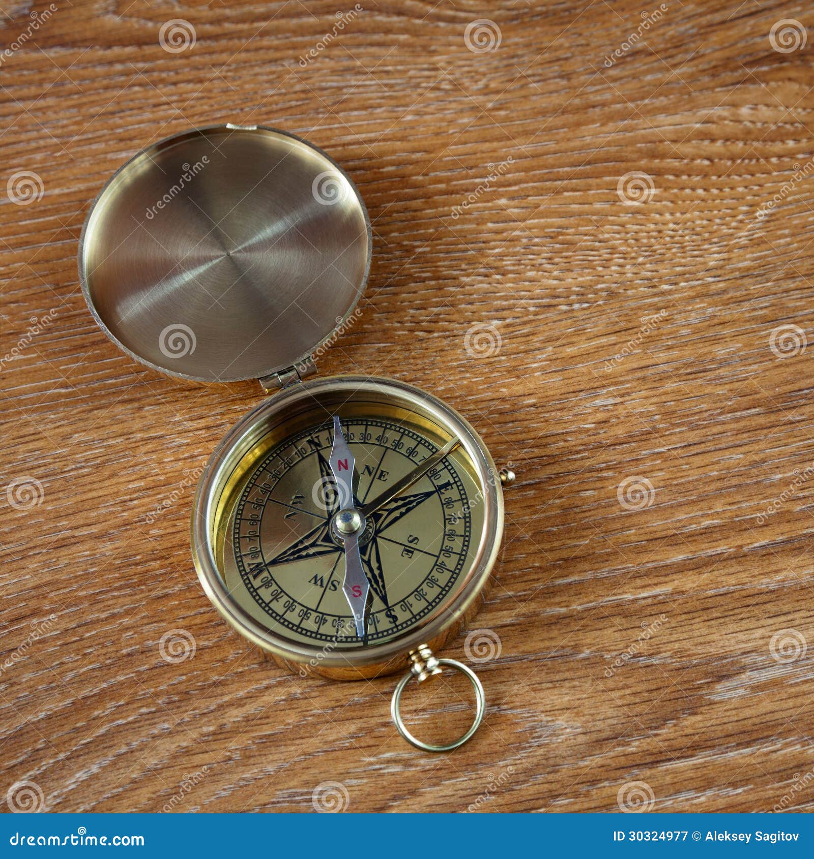 Old Compass on a Wooden Board Stock Image - Image of travel, latitude ...