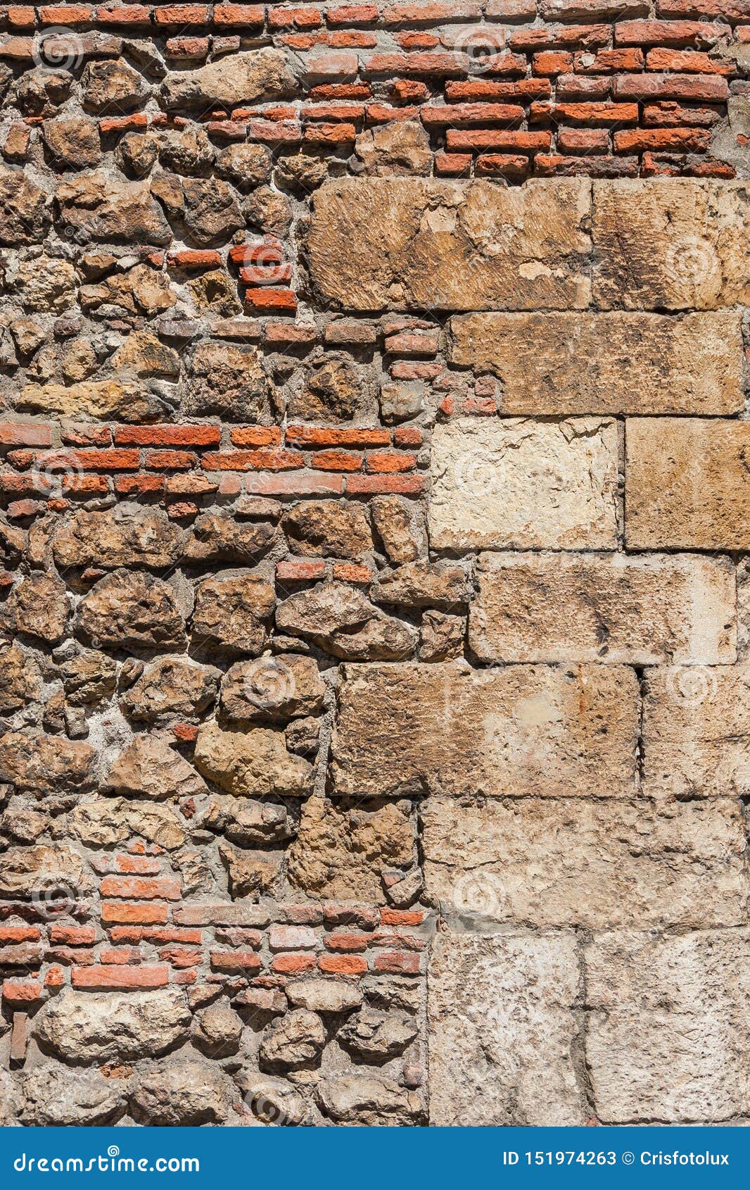 Old Composite Brick and Block Wall Background Stock Image - Image of ...