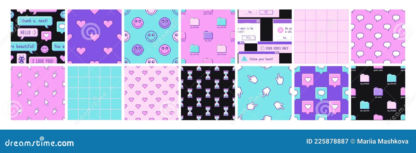 Old Computer Aesthetic 1980s -1990s. Square Posters. Sticker Pack With ...