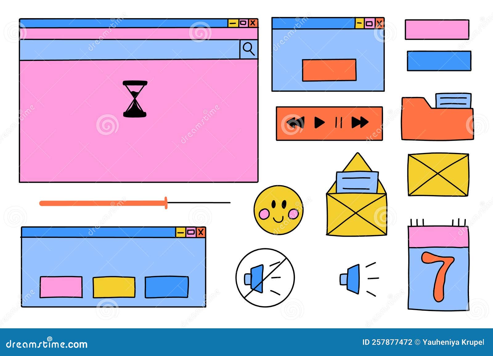 Old Computer Aesthetics. Retro Pc Elements, User Interface, Operating ...
