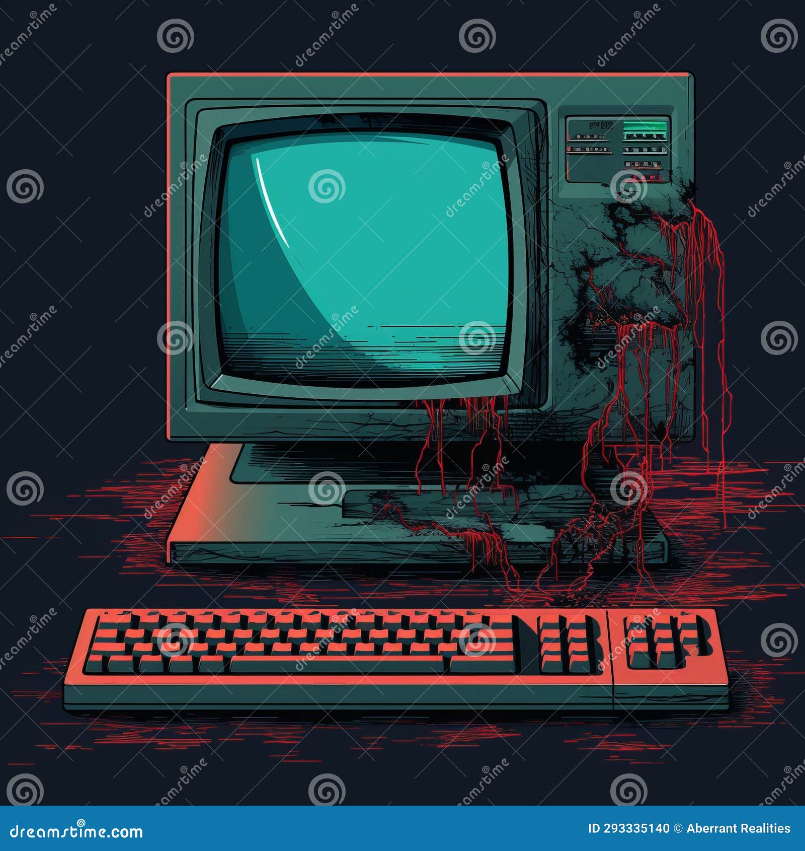 An Old Computer with Blood Splattered on it Stock Photo - Image of ...