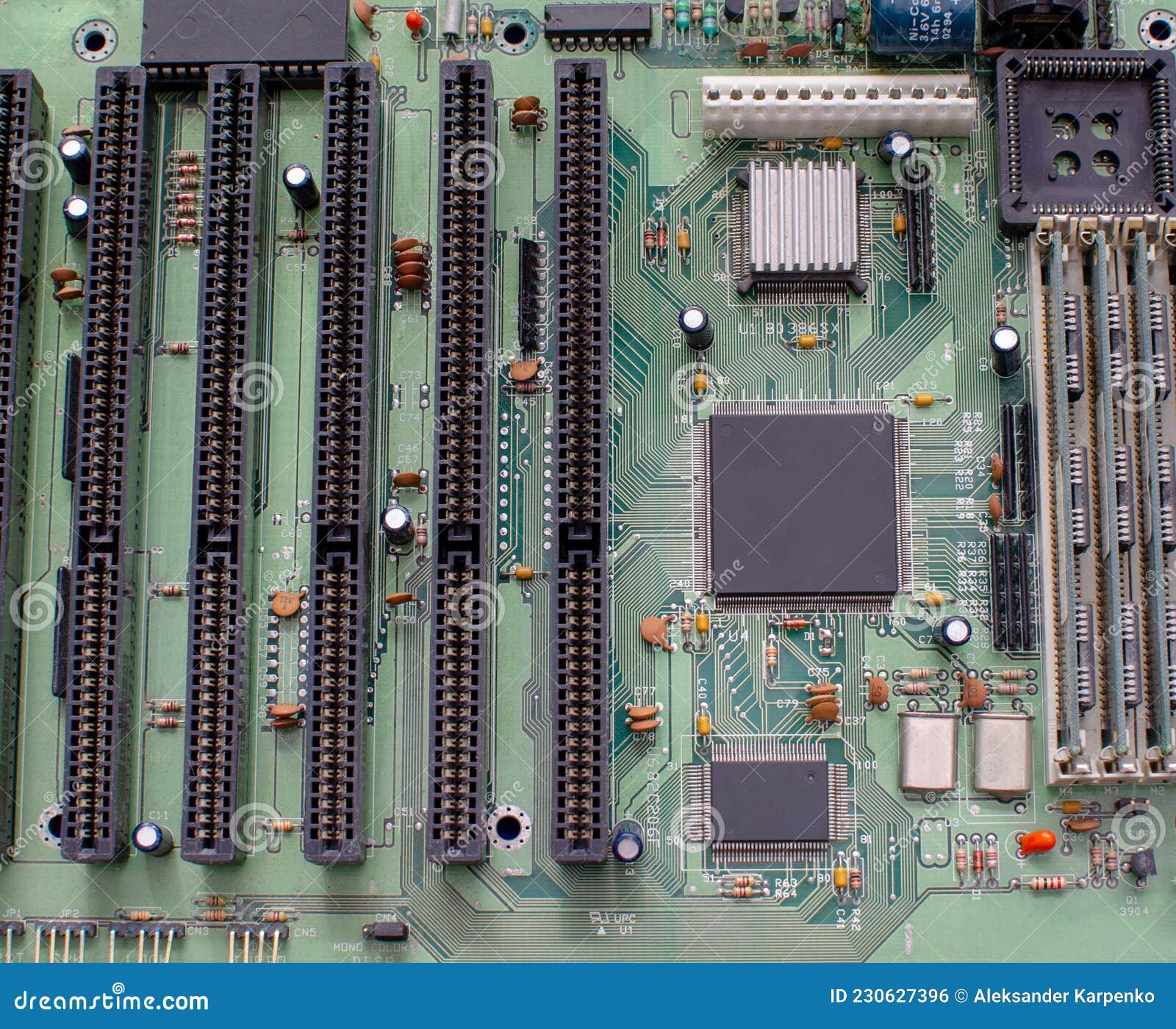 Old Computer Board with Soldered Elements Stock Photo - Image of ...