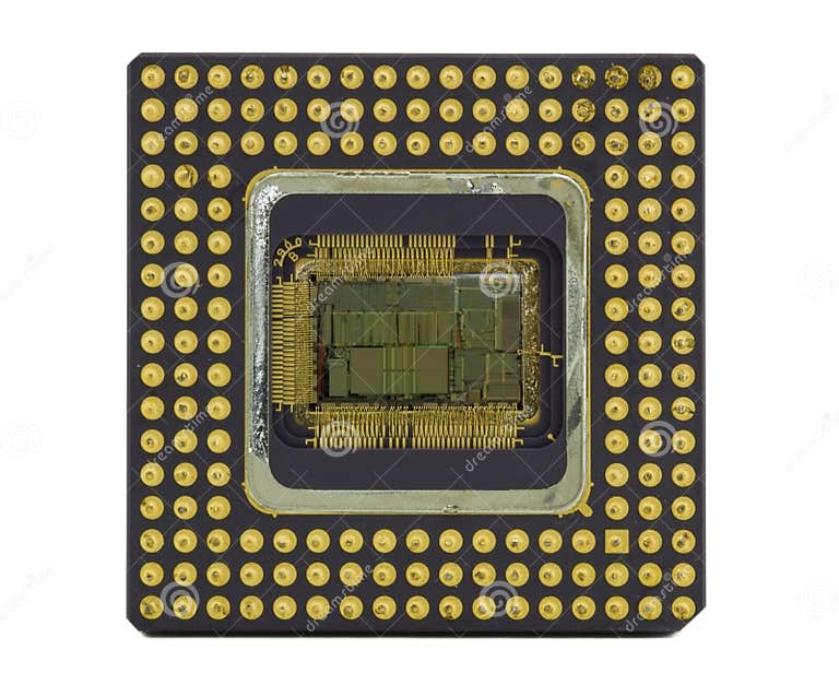 Old Computer Chip on White stock photo. Image of technology - 676326