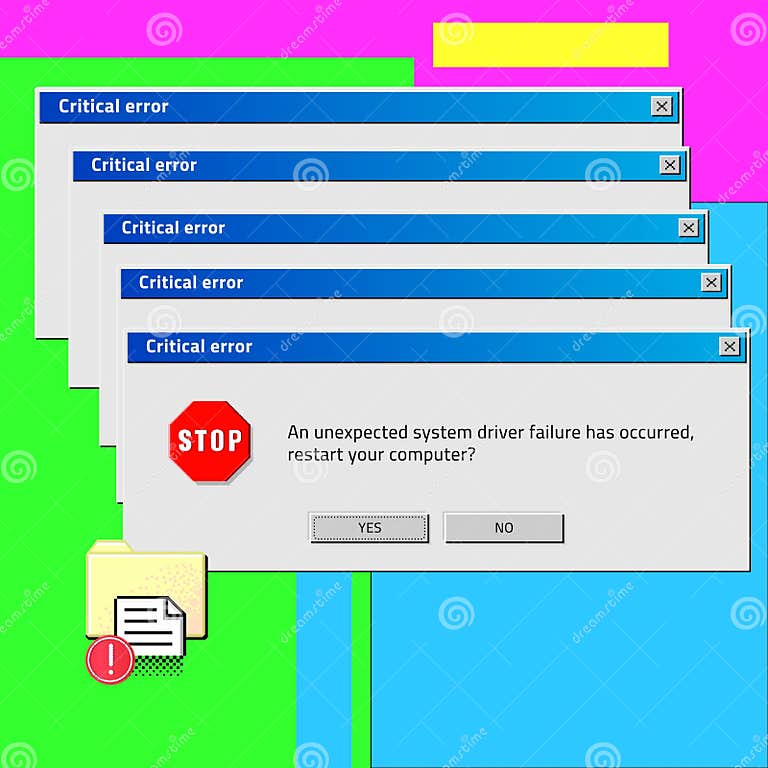 Old Computer. Critical Error Notification. OS Message. PC Restart ...