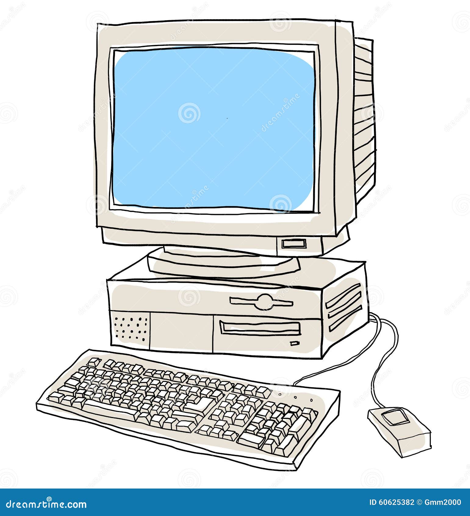 Old Computer Desktop Art Illustration Stock Illustration - Illustration ...