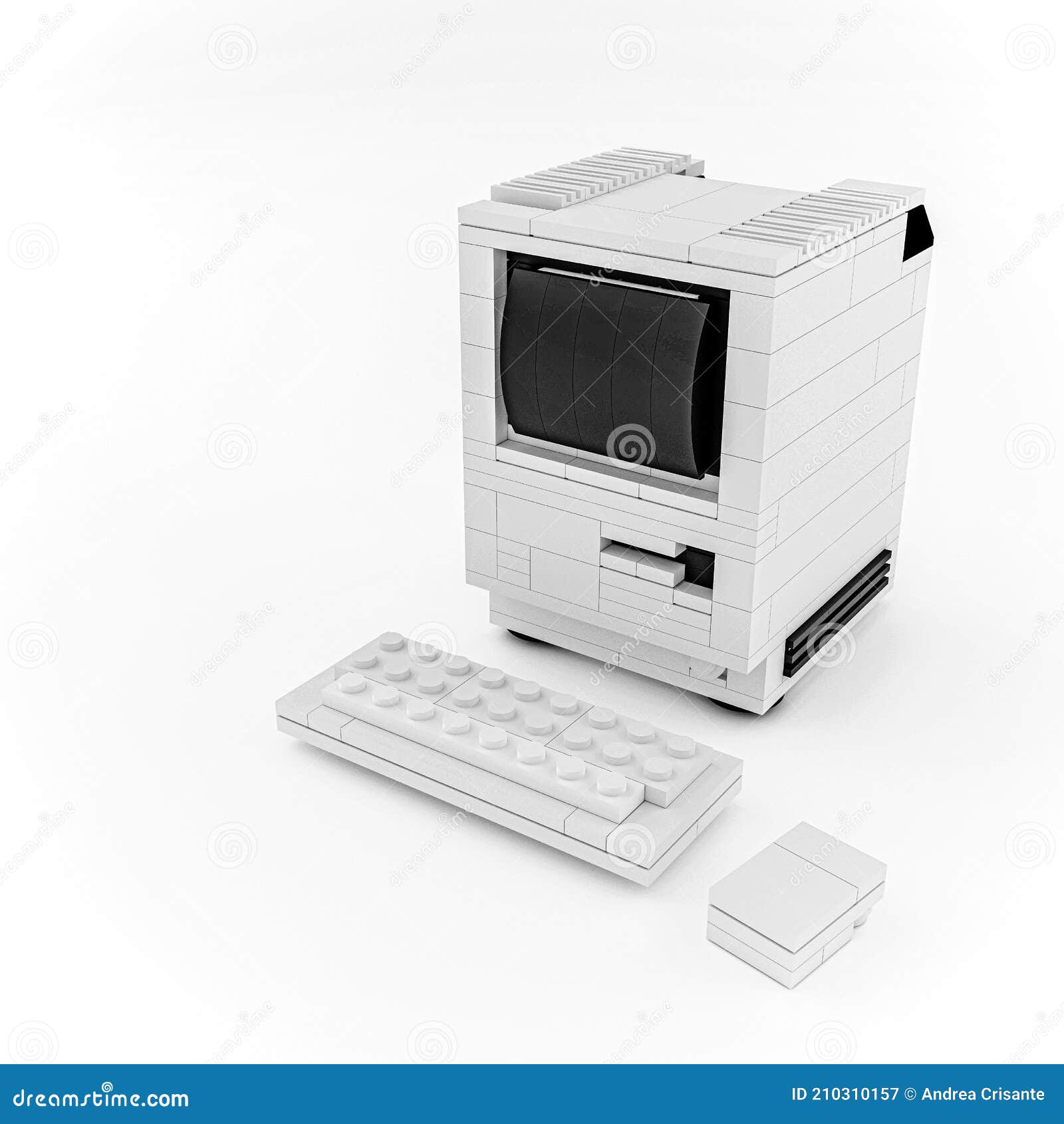Old Computer Desktop Isolated on White Background Stock Illustration ...
