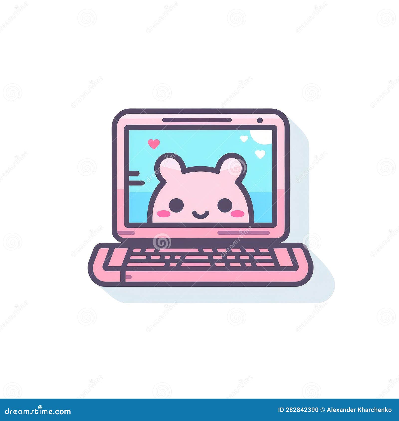 Old Computer or Game Machine Icon in Pop Art Kawaii Style on a White ...