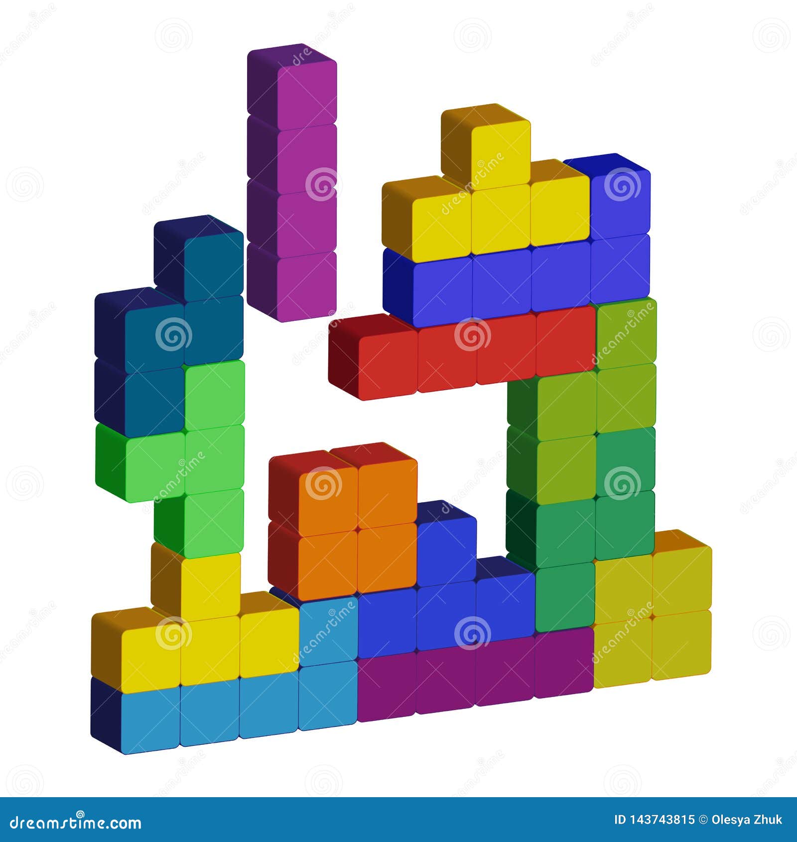 Old Computer Game Tetris. Isolated on White Background Stock ...