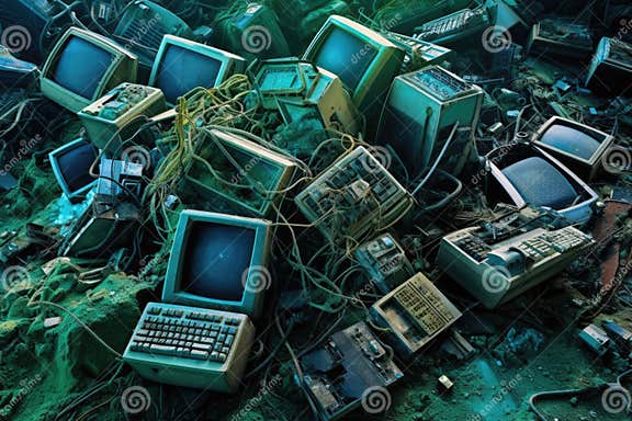 Old Computer in Garbage Dump. Concept of Pollution of the Planet ...