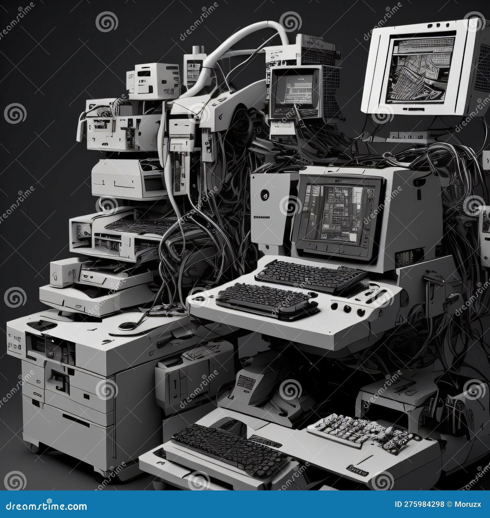 Old Computer Hardware Illustration Stock Illustration - Illustration of ...