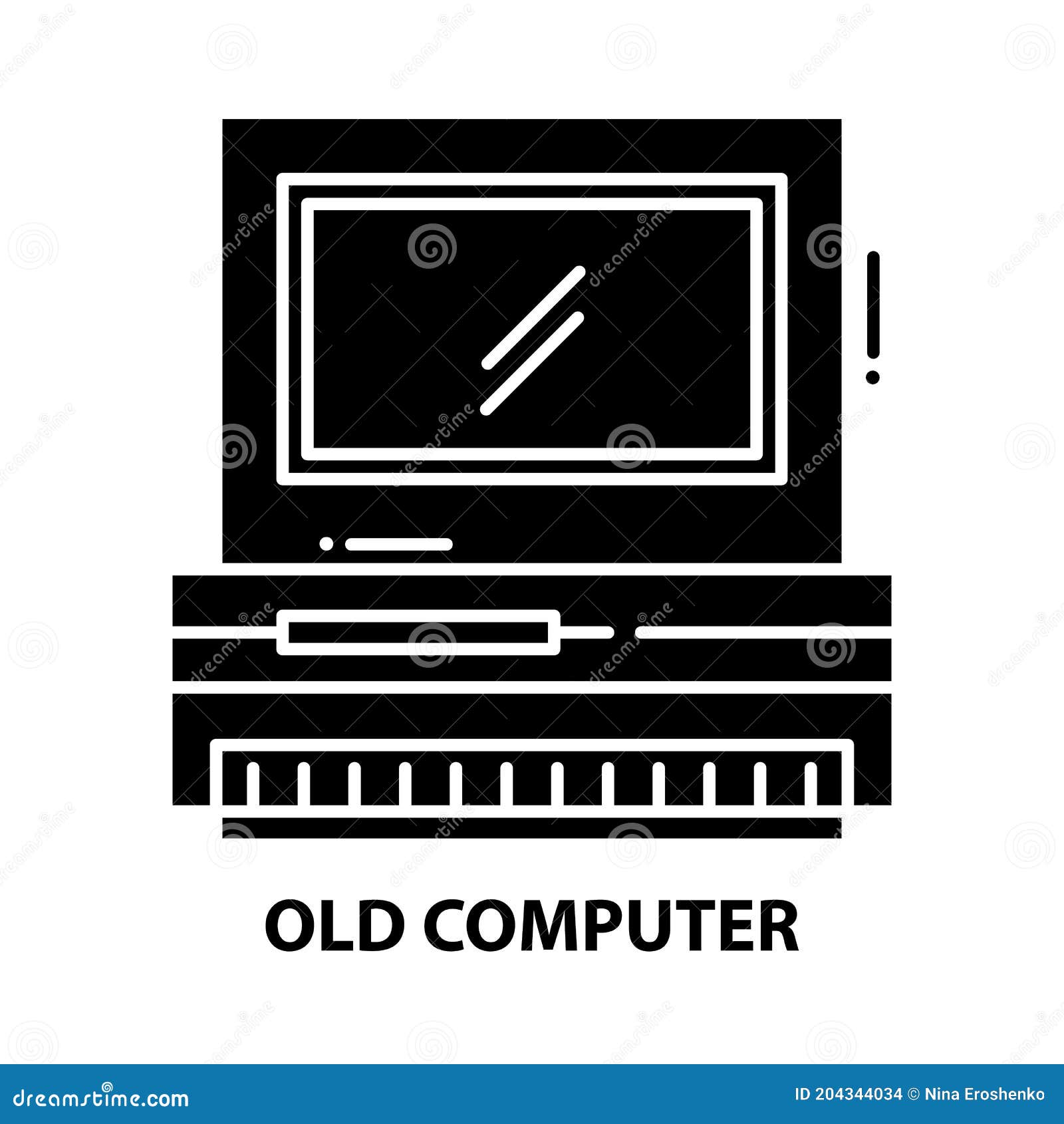 Old Computer Icon, Black Vector Sign with Editable Strokes, Concept ...
