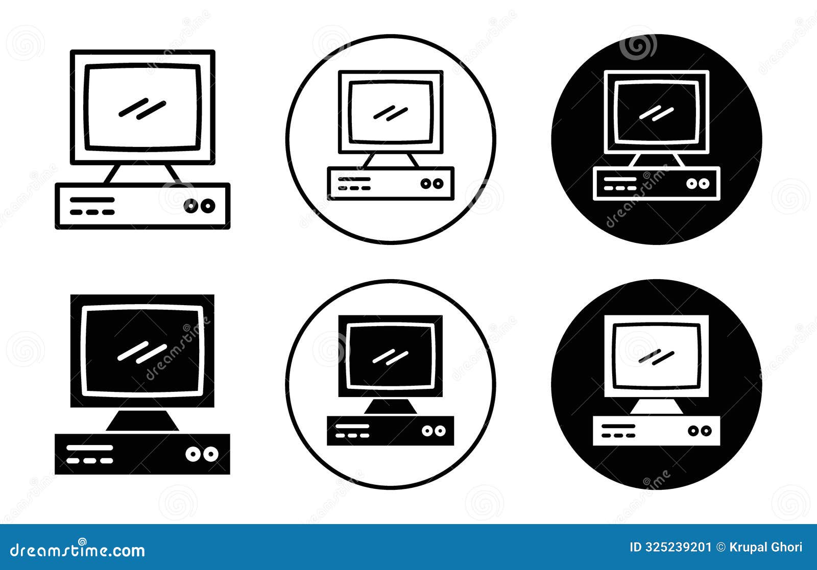 Old Computer Icon Outline Flat Icon Stock Illustration - Illustration ...