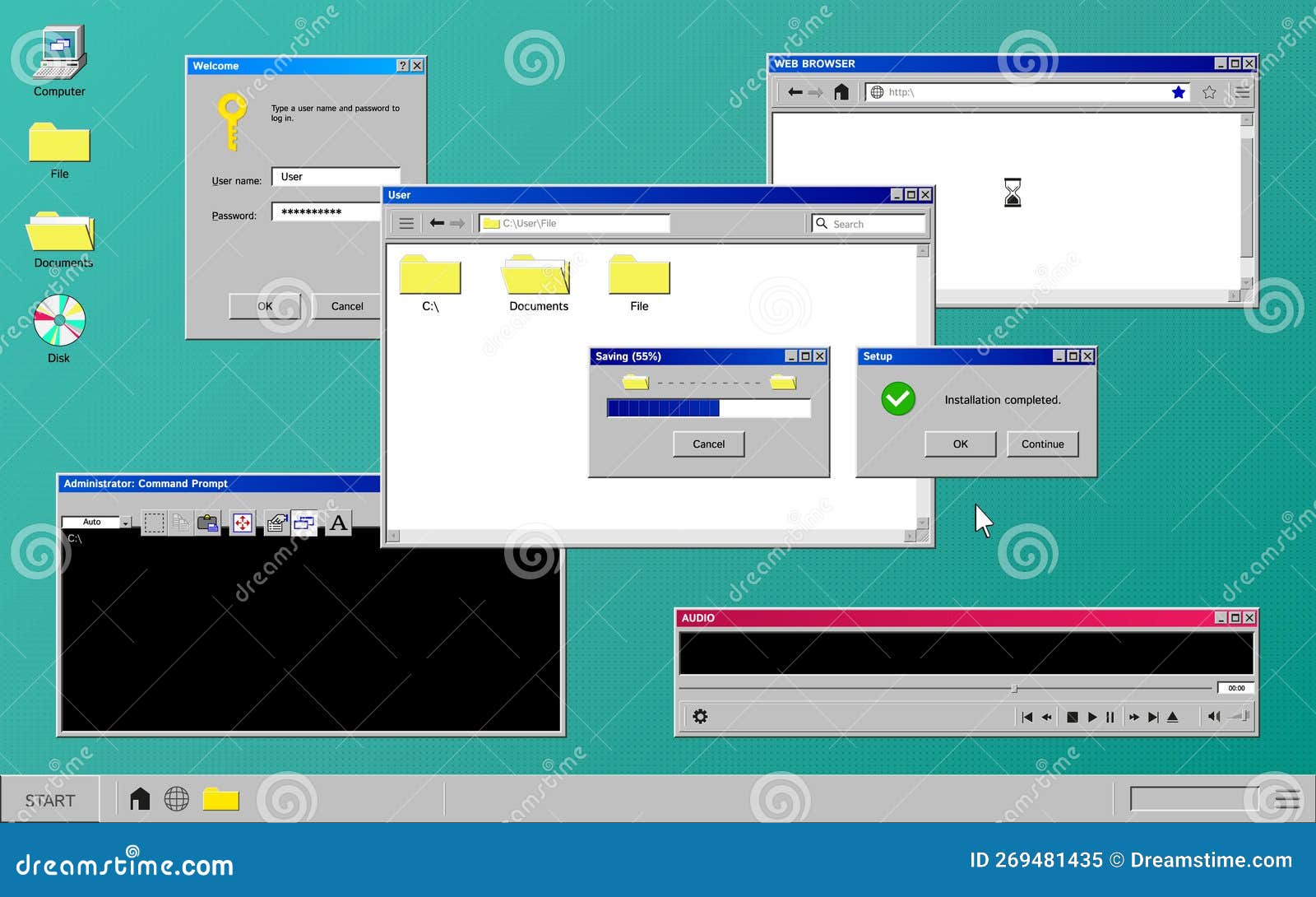 Old Computer Interface Composition Stock Vector - Illustration of ...