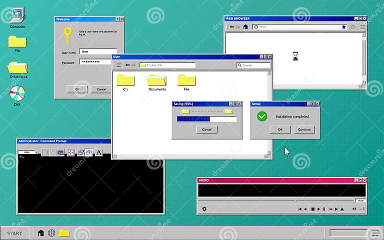 Old Computer Interface Composition Stock Vector - Illustration of ...