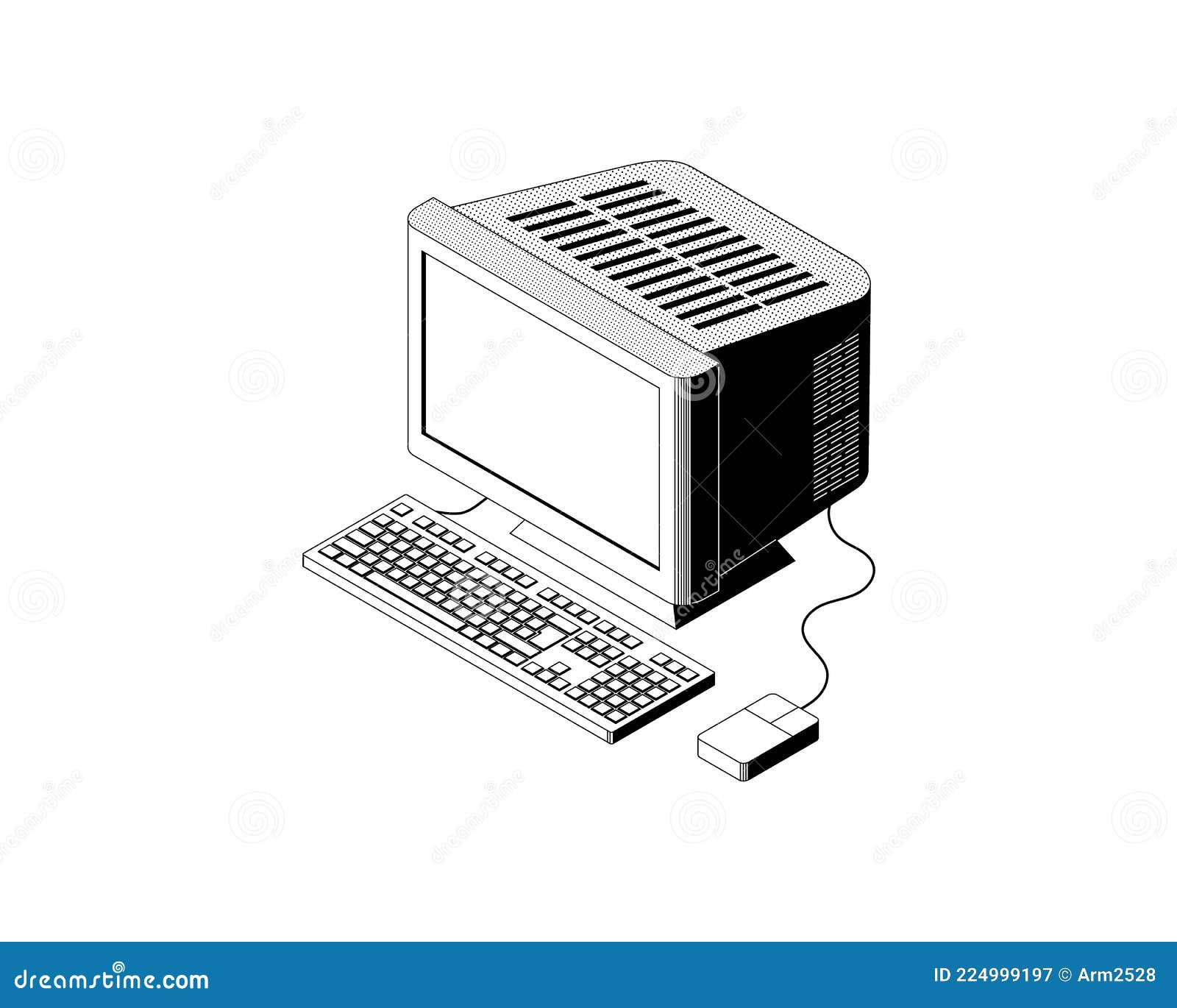 The Old Computer in Isometric Graphic Stock Vector - Illustration of ...