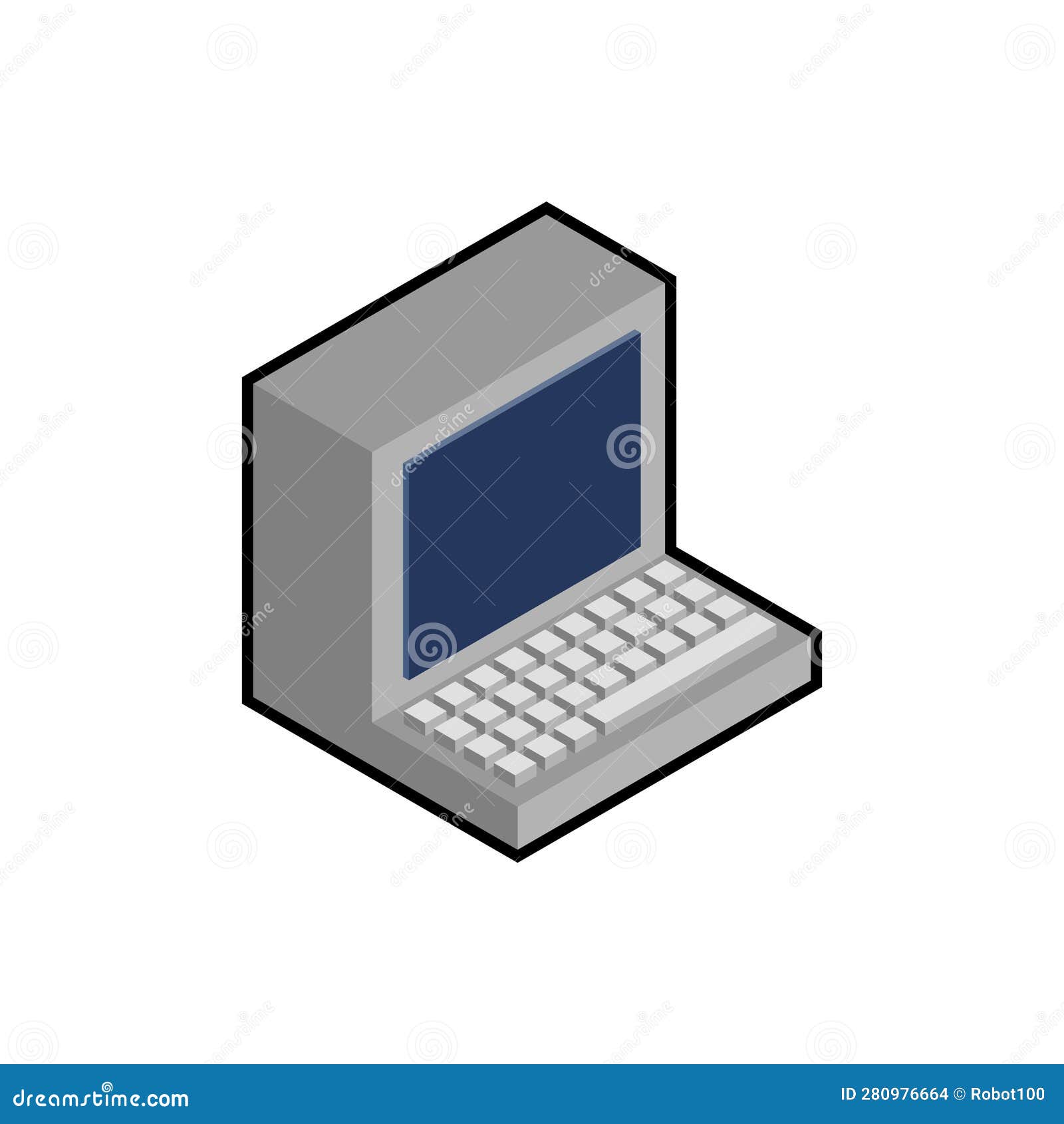 Old Computer Isometric Style Isolated. Vector Illustration Stock Vector ...