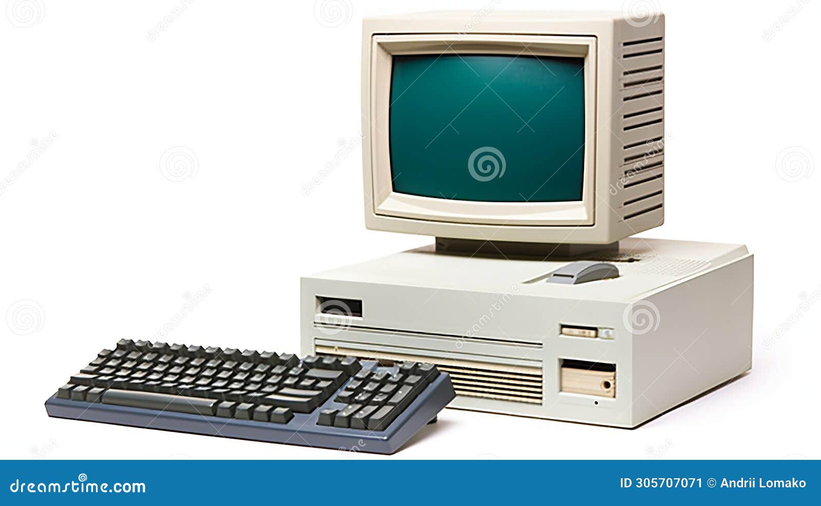 An Old Computer with a Keyboard and Mouse Stock Image - Image of ...