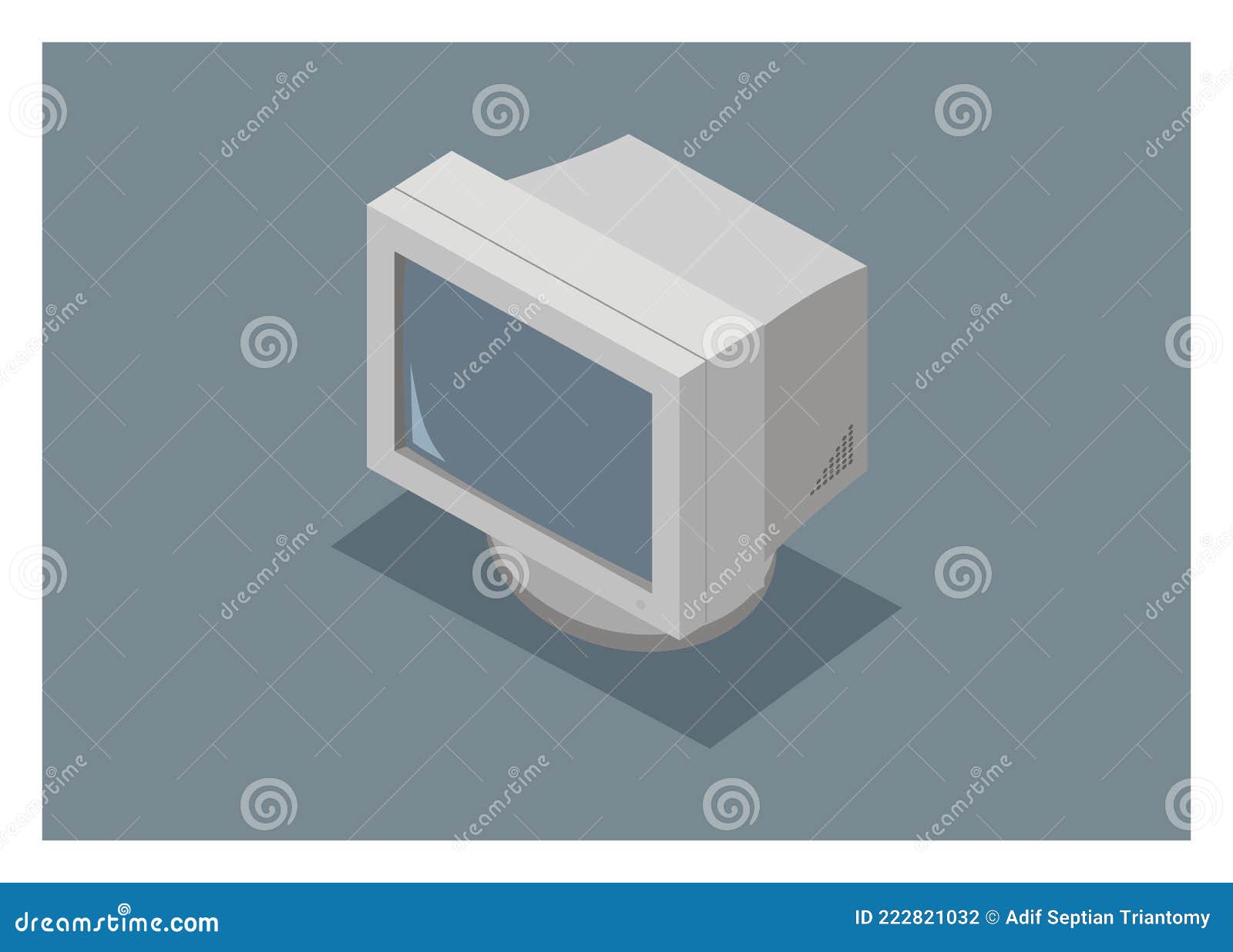 Old Computer Monitor in Isometric View. Simple Flat Illustration. Stock ...