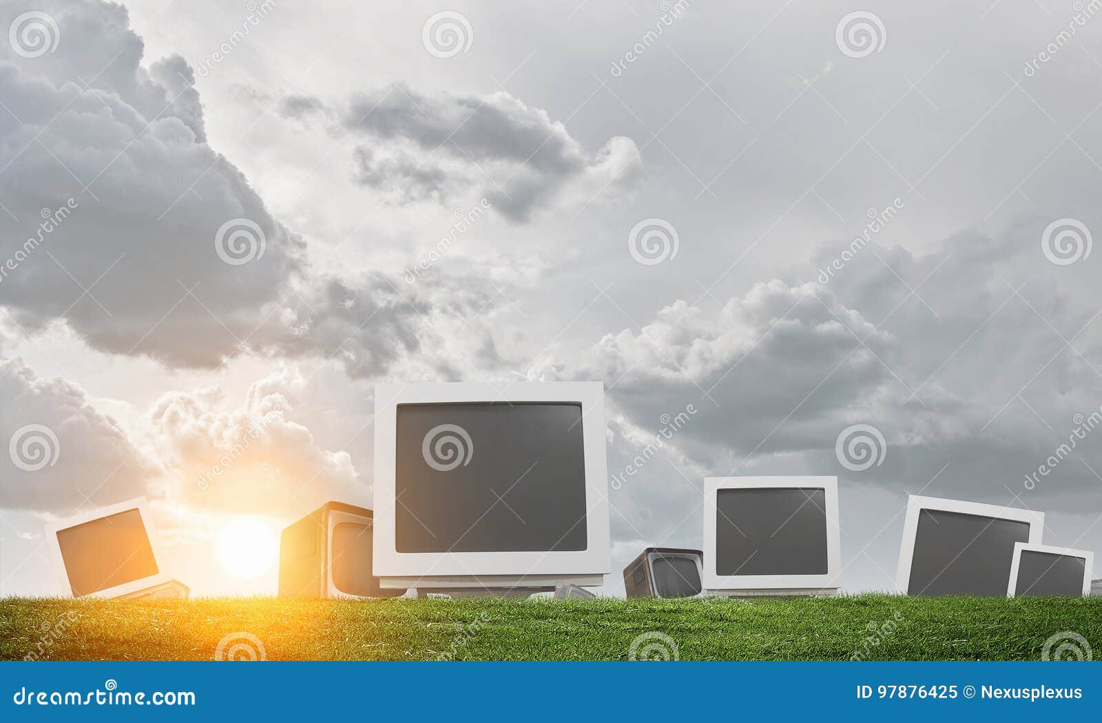 Old Computer Monitor. Mixed Media Stock Image - Image of communication ...