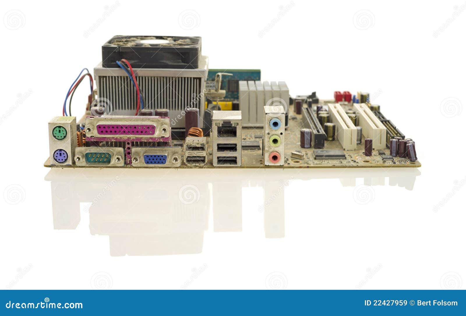 Old computer motherboard stock image. Image of ethernet - 22427959