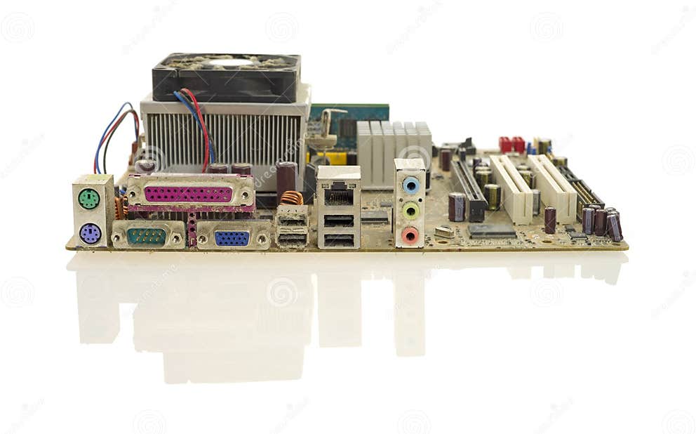 Old computer motherboard stock image. Image of ethernet - 22427959